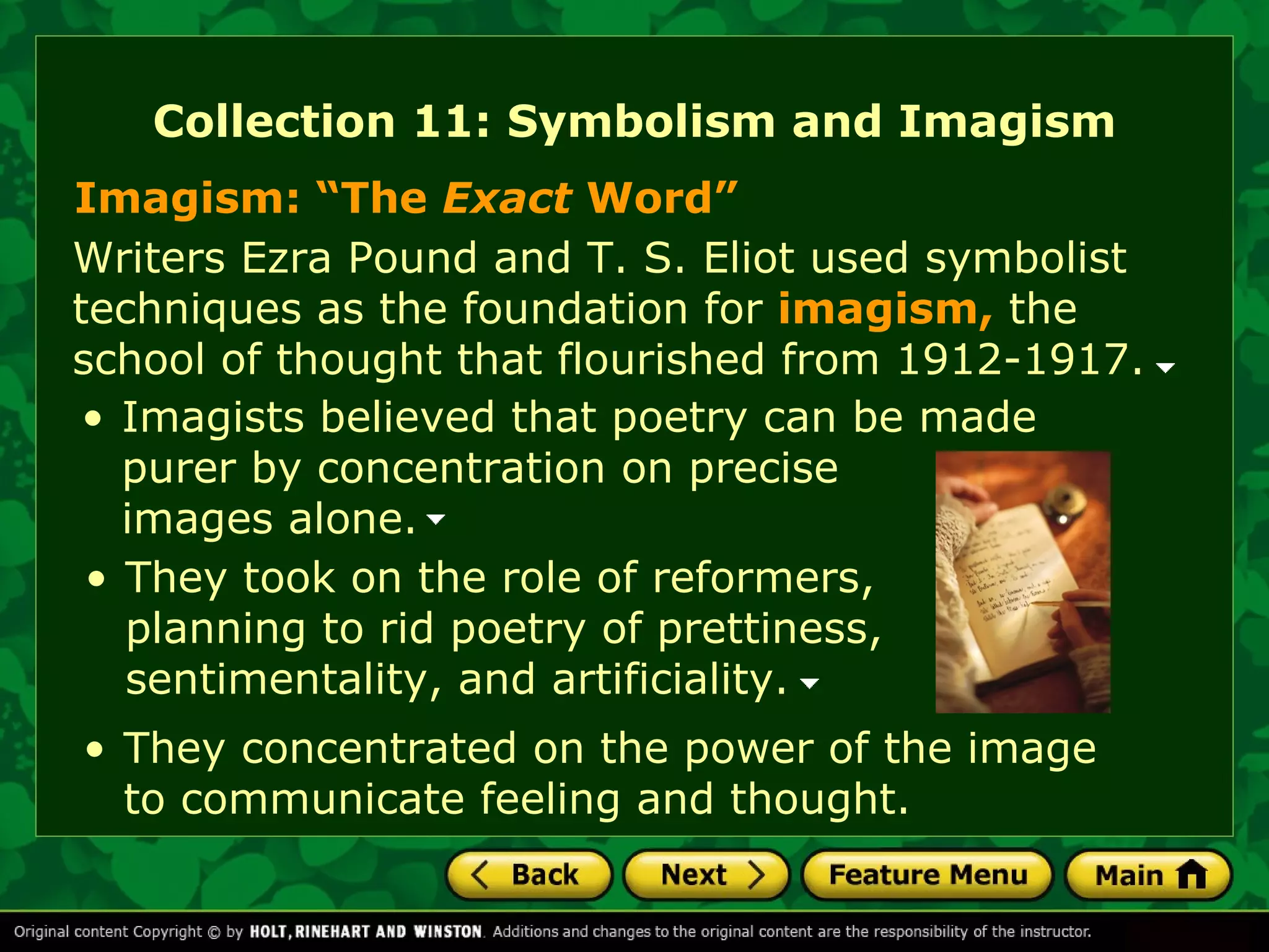 Collection 11,12,13 symbolism and imagism, modernism and the harlem ...