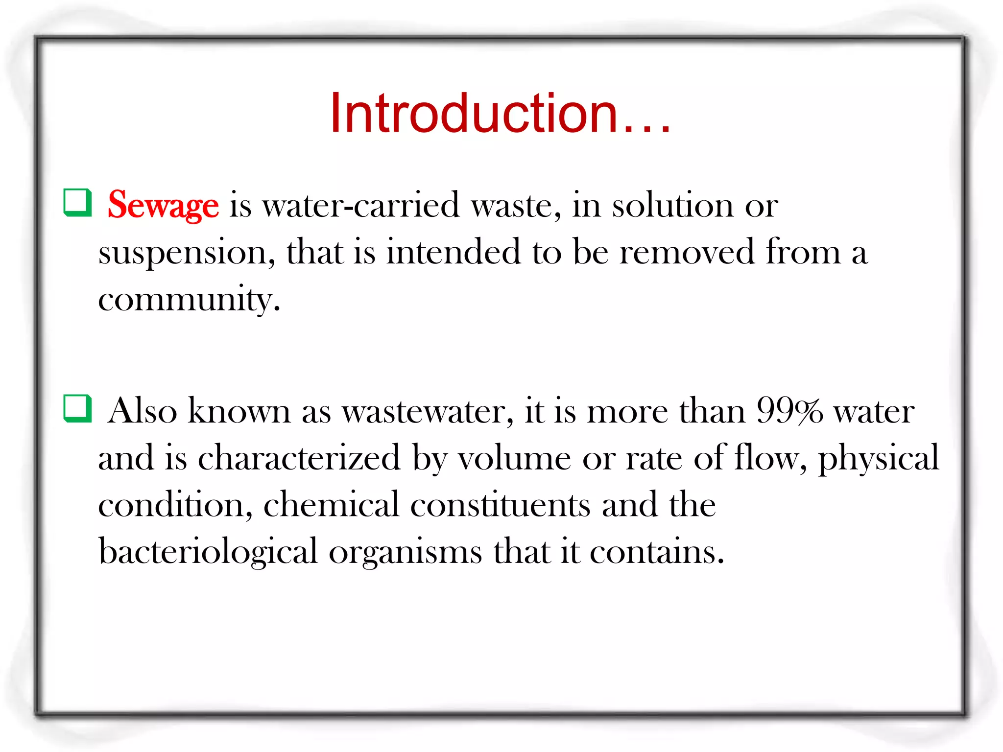 Collection and estimation of sewage | PPTX