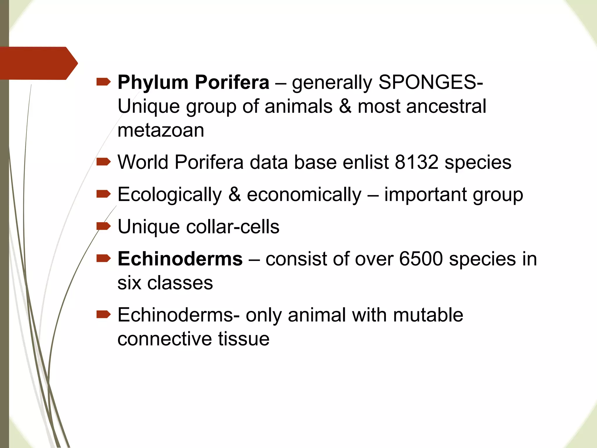 Collection and preservation of sponges and echinoderms | PPTX