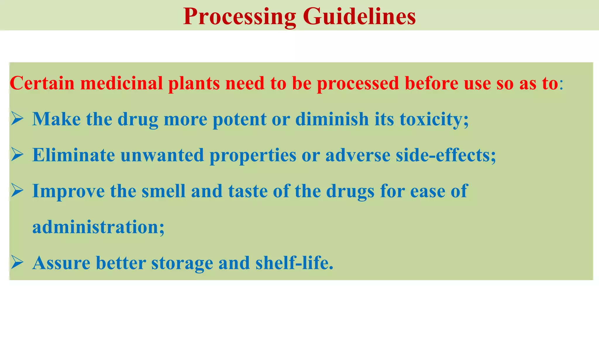 Collection and storage techniques of different plant parts of medicinal ...