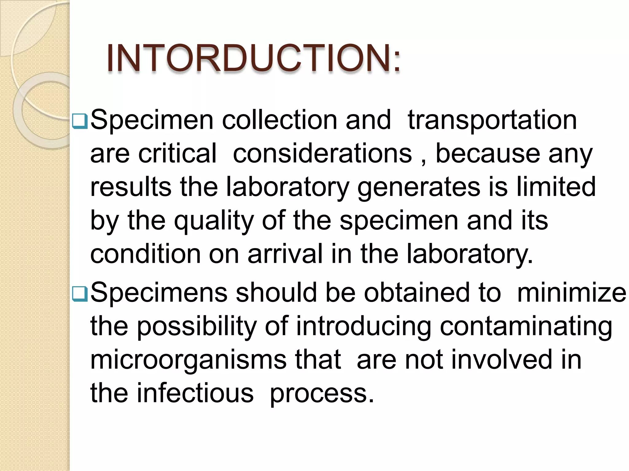 specimen collection and transport | PPTX