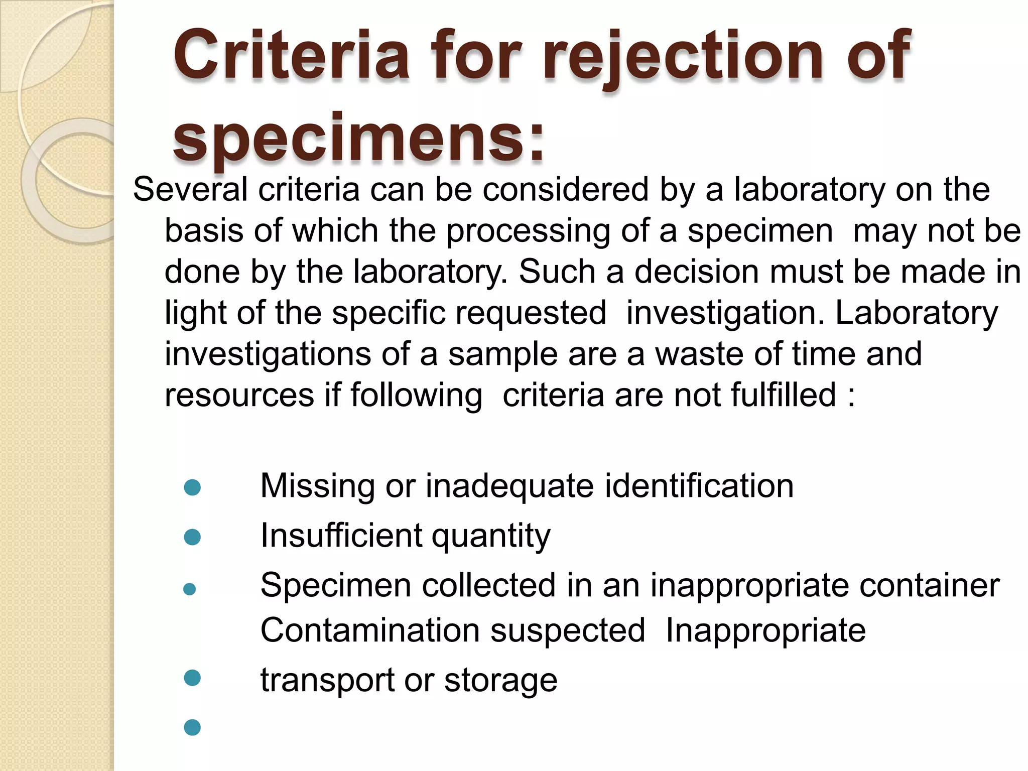 specimen collection and transport | PPTX