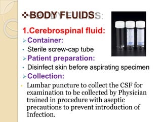 specimen collection and transport | PPTX