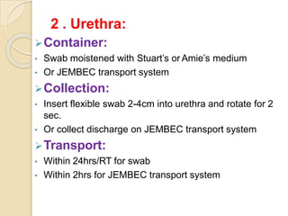 specimen collection and transport | PPTX