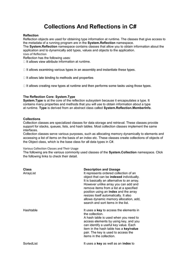 C# Collection classes | PDF