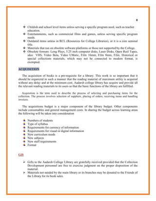 Collection Development Policy in College Library | DOCX