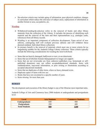 Collection Development Policy in College Library | DOCX