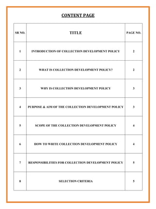 Collection Development Policy in College Library | DOCX