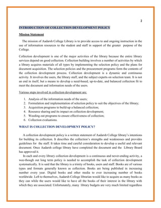 Collection Development Policy in College Library | DOCX