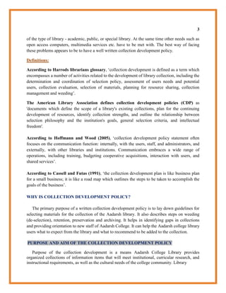 Collection Development Policy in College Library | DOCX