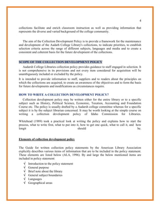 Collection Development Policy in College Library | DOCX | College ...