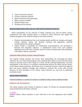 Collection Development Policy in College Library | DOCX