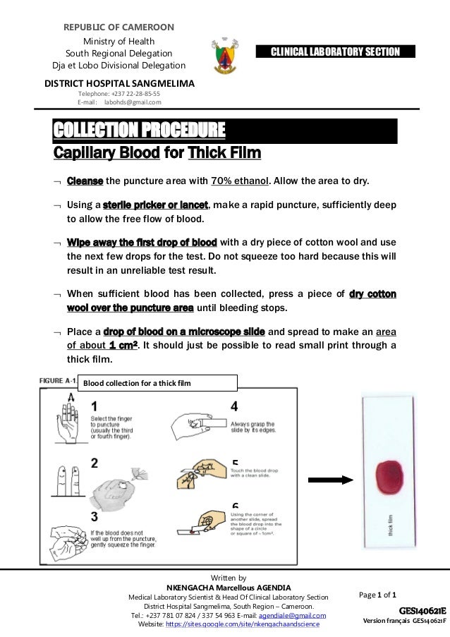 Capillary Blood Collection for Thick Film