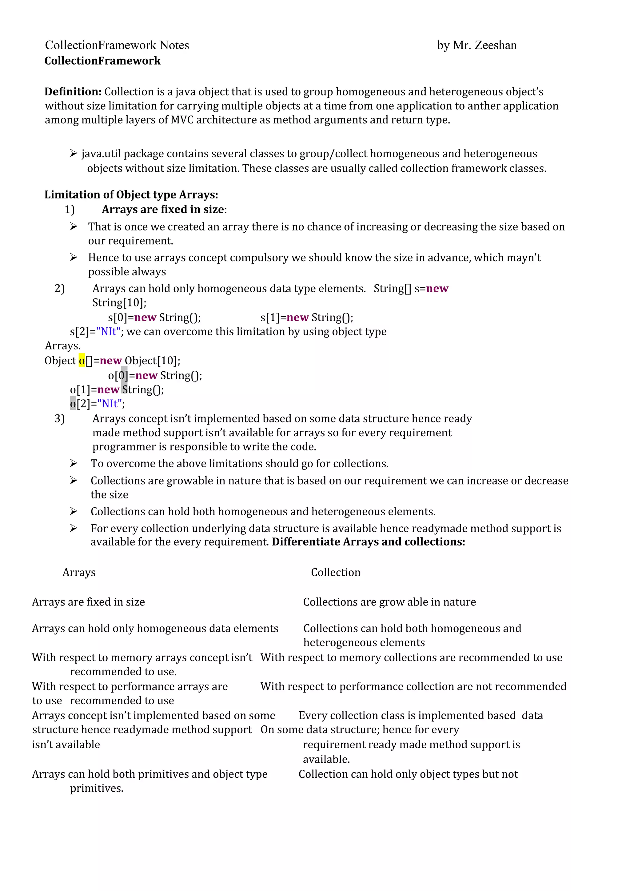 Collection framework (completenotes) zeeshan | PDF