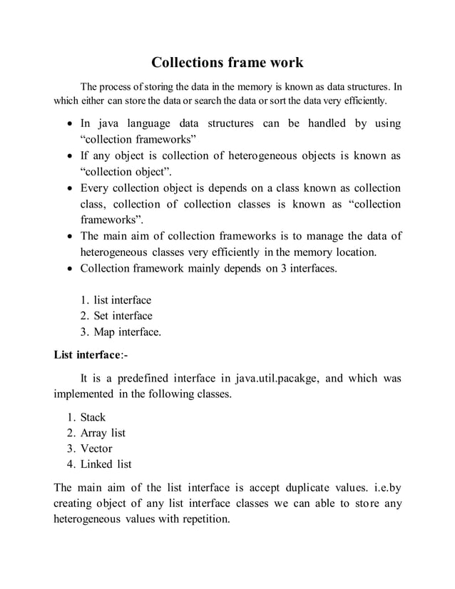 Collections framework | DOCX