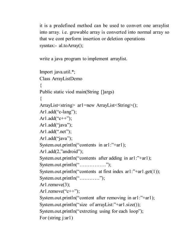 Collections framework | DOCX