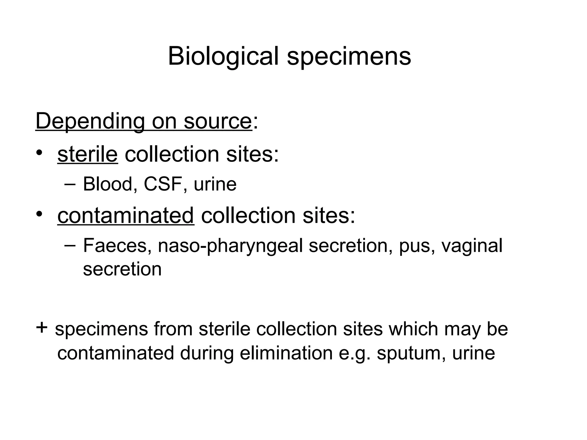 Collection of biological specimens for microbiology tests | PPT
