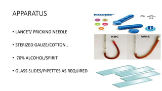 Collection of blood Sample - physiology practical | PPTX