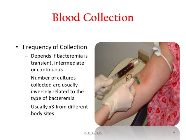 Collection of blood for culturing