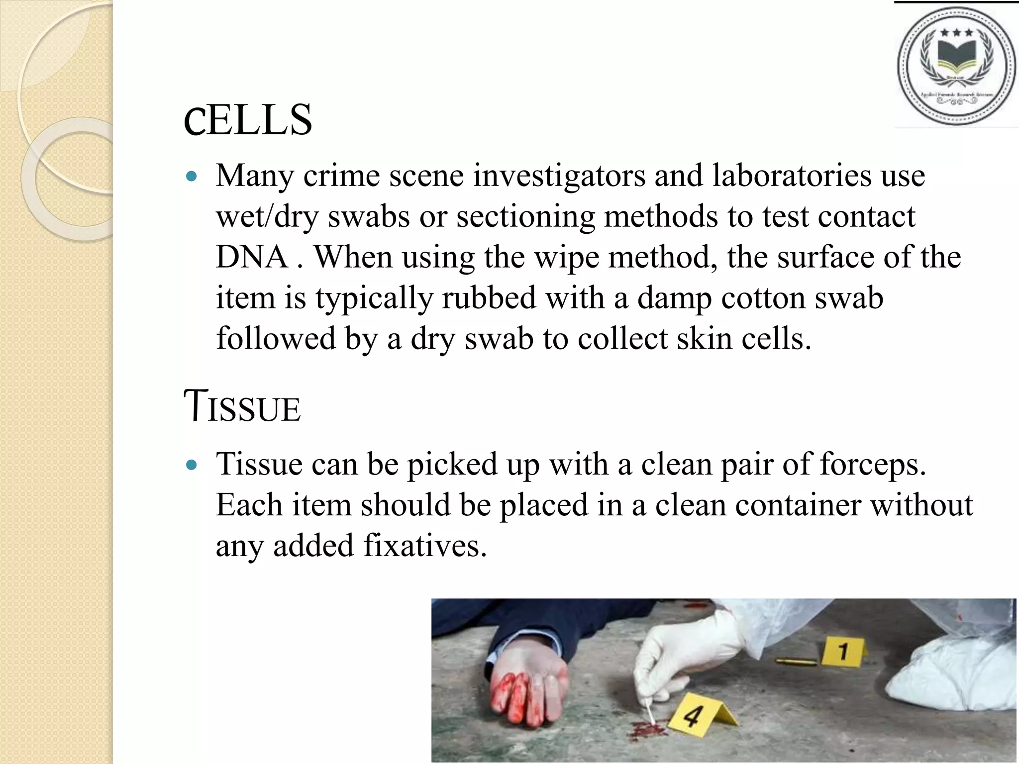 Collection of DNA evidence at crime scene | PPTX