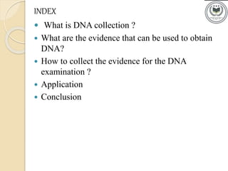 Collection of DNA evidence at crime scene | PPTX