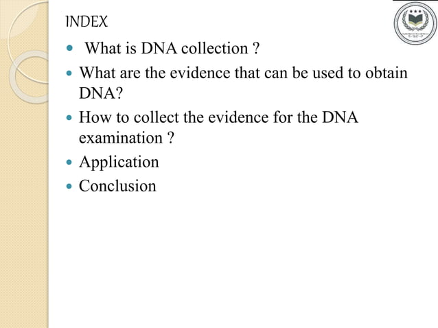 Collection of DNA evidence at crime scene | PPTX
