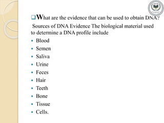 Collection of DNA evidence at crime scene | PPTX