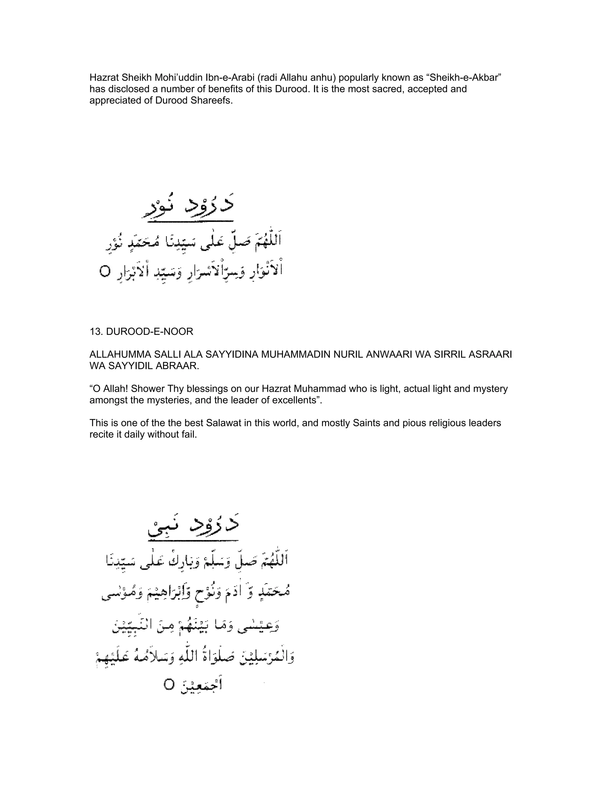 Collection of durood sharief english, arabic translation and ...