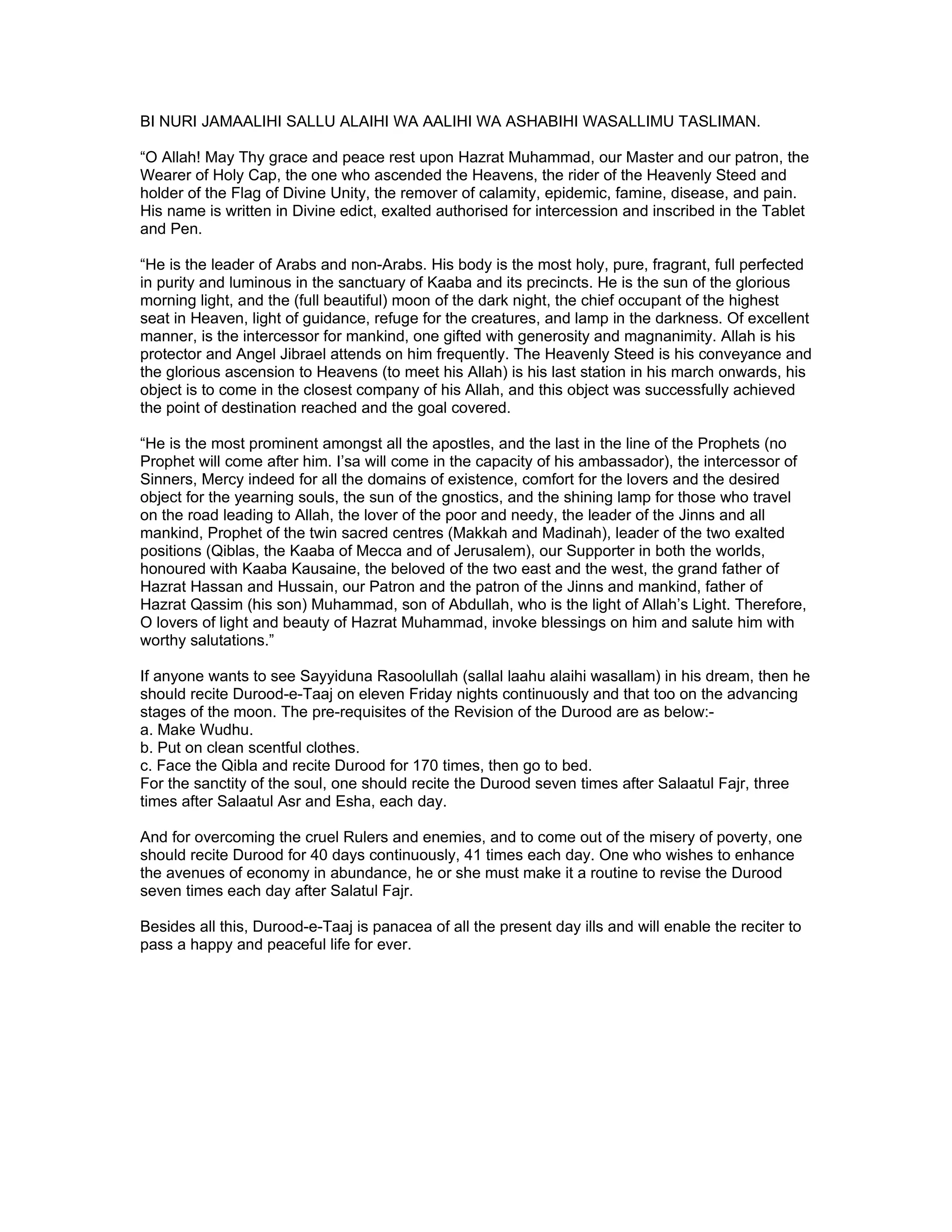 Collection of durood sharief english, arabic translation and ...