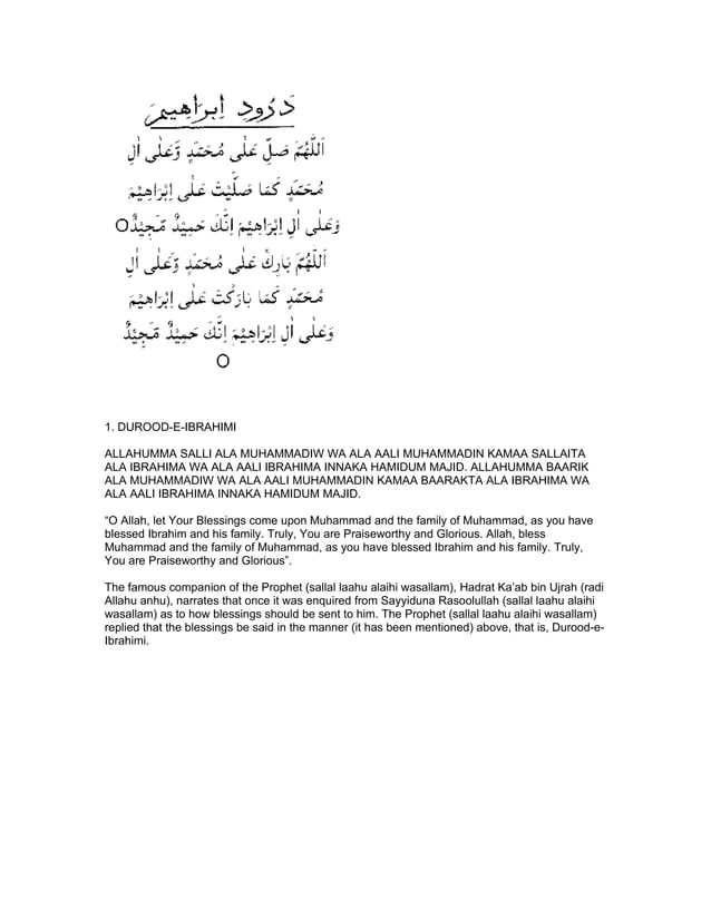 Collection of durood sharief english, arabic translation and ...