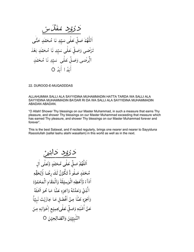 Collection of durood sharief english, arabic translation and ...