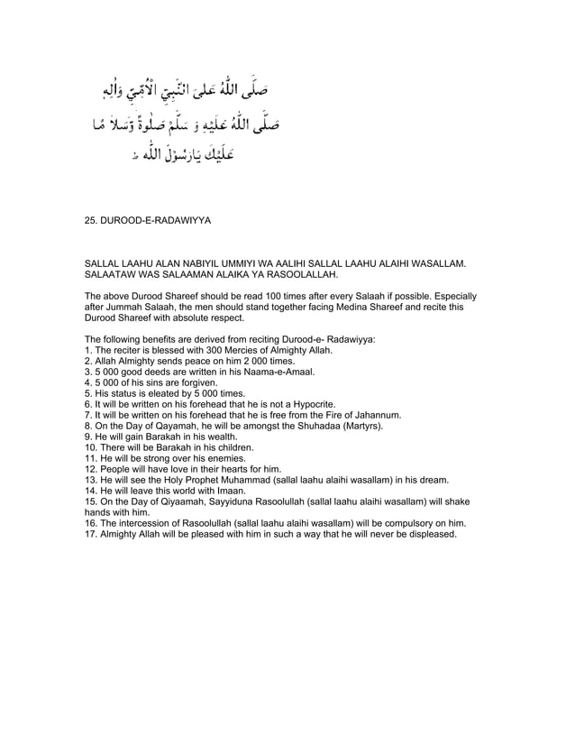 Collection of durood sharief english, arabic translation and ...