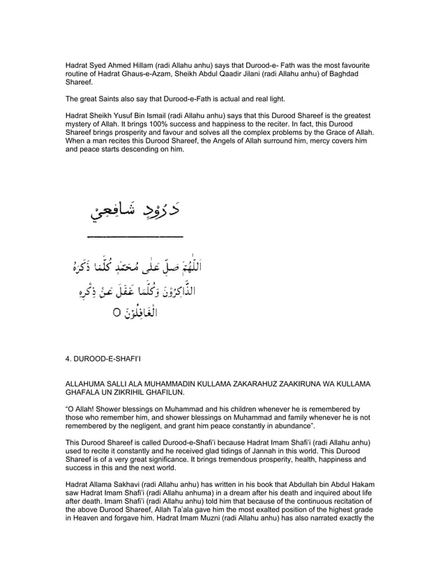 Collection of durood sharief english, arabic translation and ...