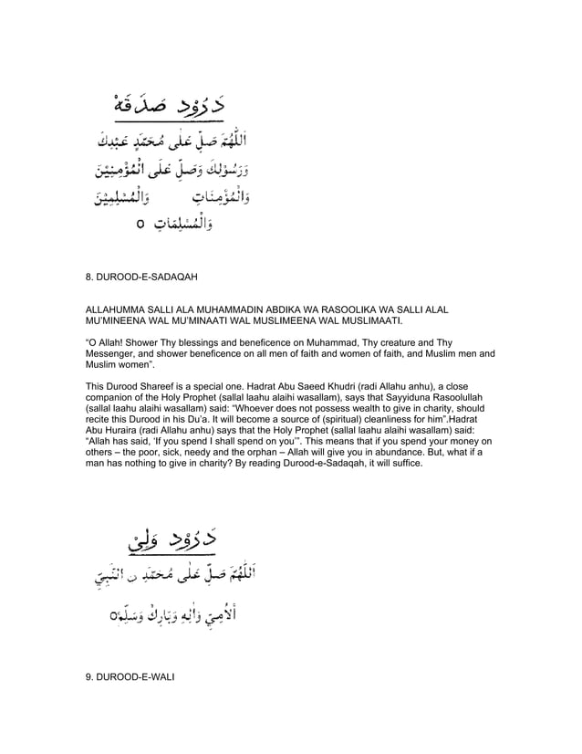 Collection of durood sharief english, arabic translation and ...