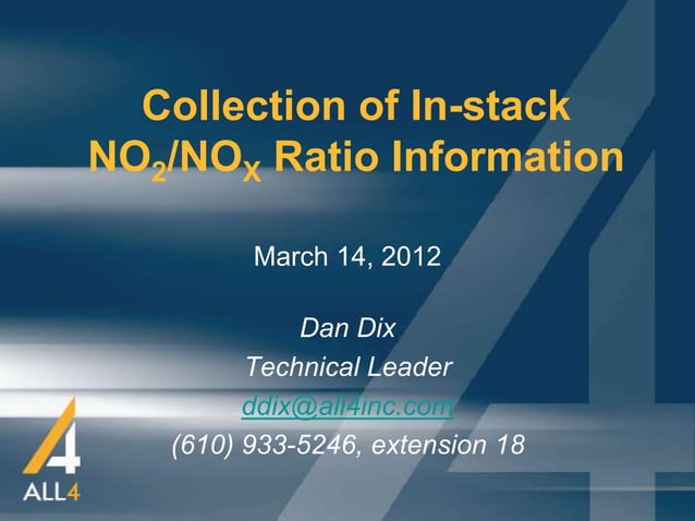 Collection of In-Stack NO2/NOx Ratio Information | PPT