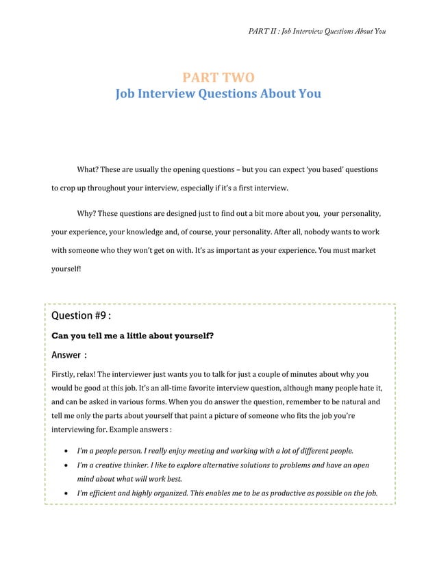 Collection of job interview questions and the answers