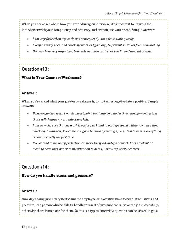 Collection of job interview questions and the answers