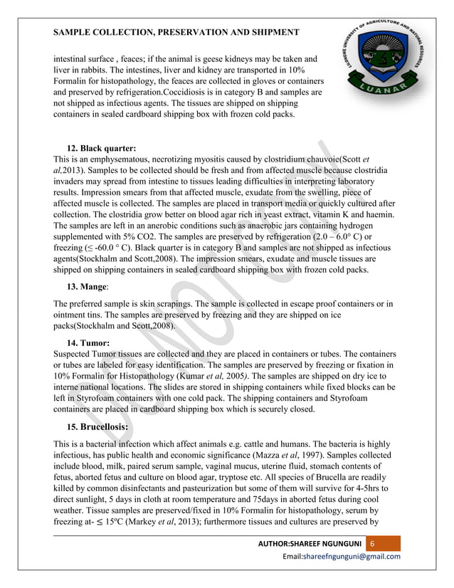 Collection of sample,presevation and shipment | PDF