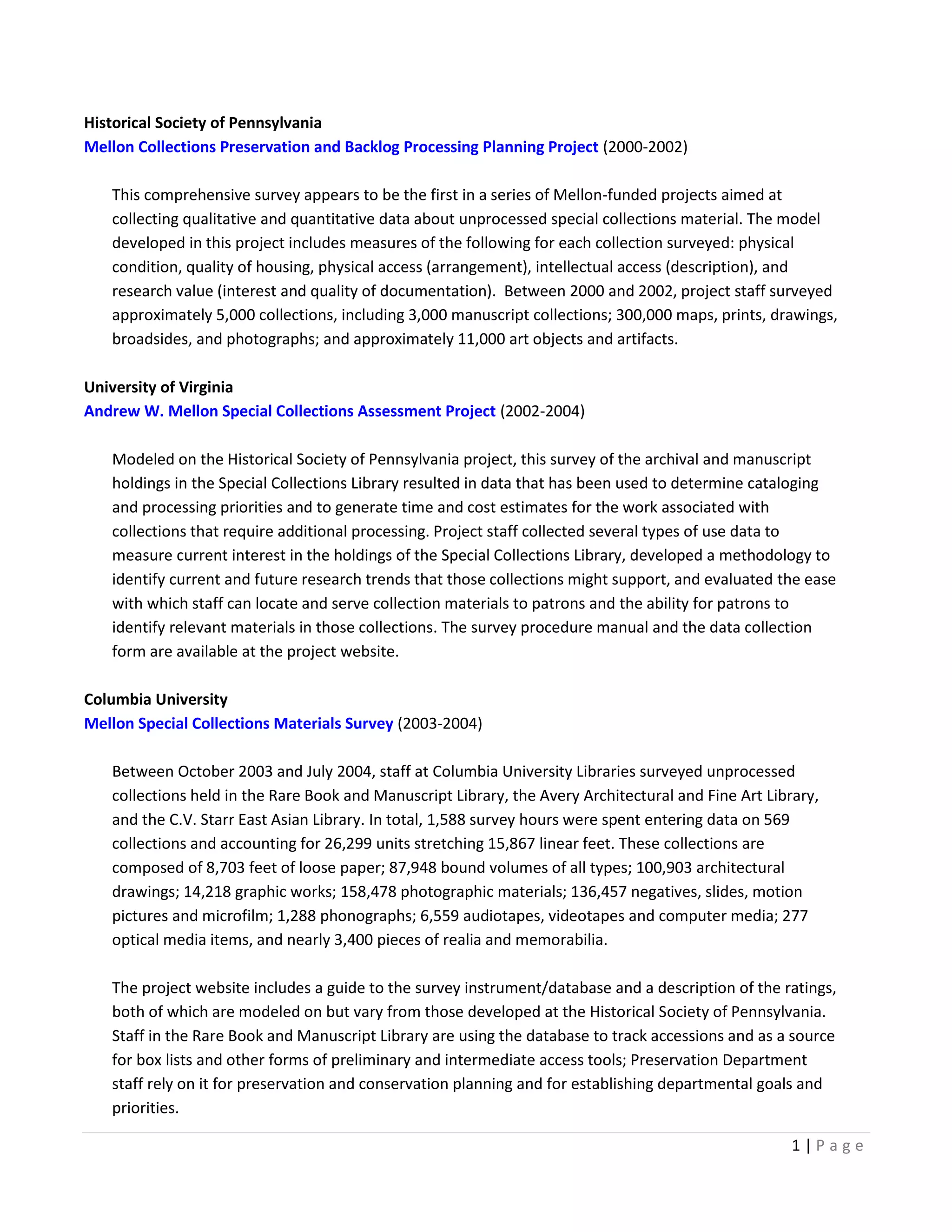 Collections Assessment Surveys | DOCX
