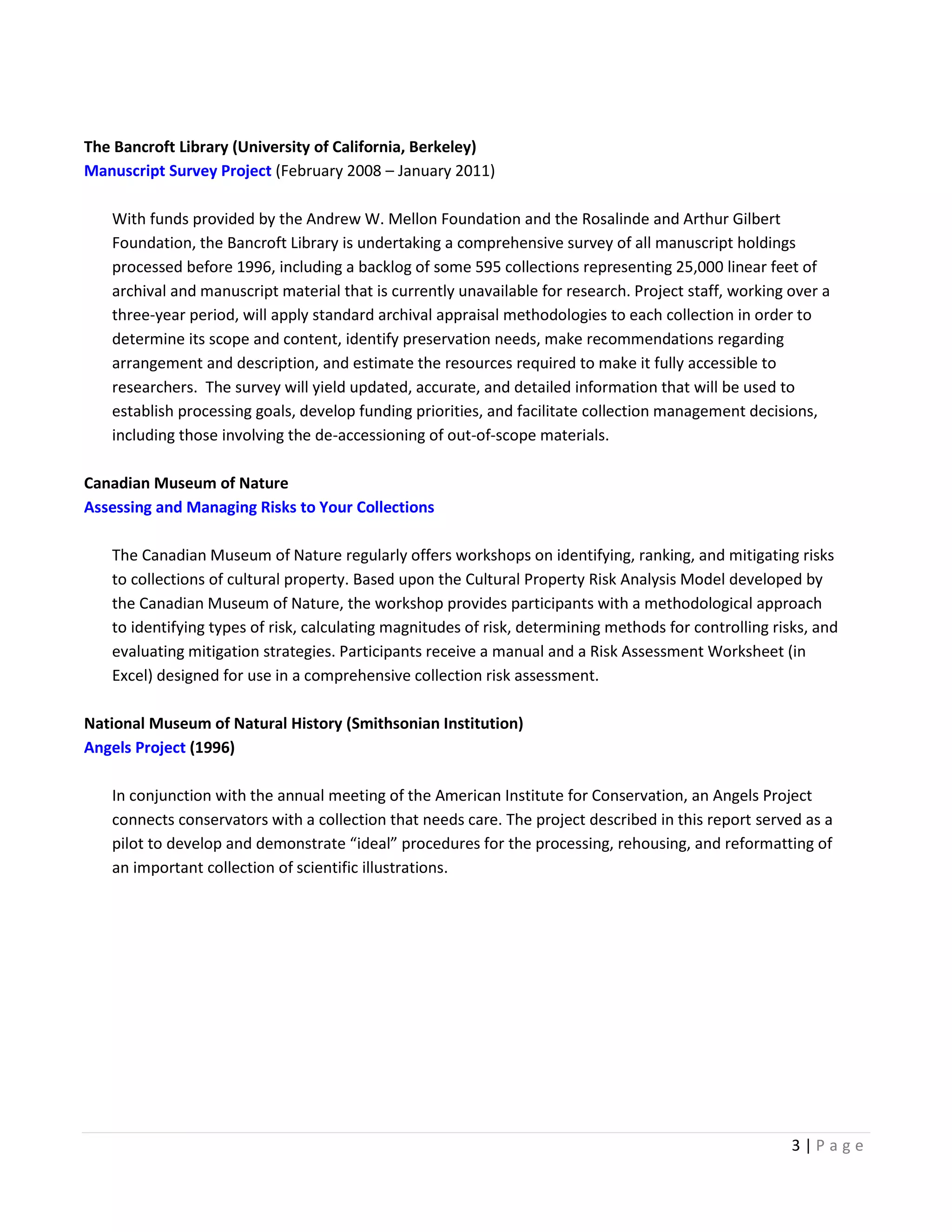 Collections Assessment Surveys | PDF