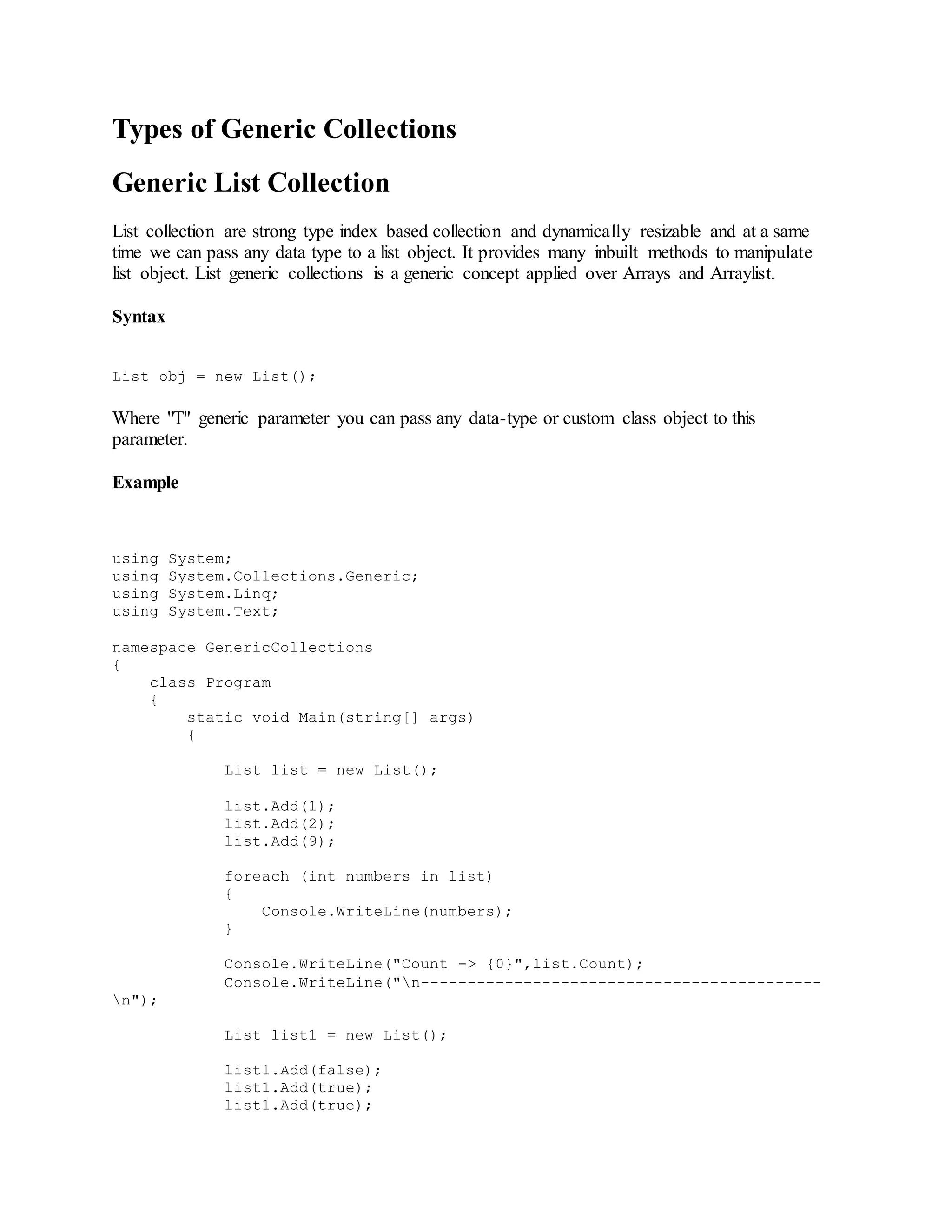 Collections generic | PDF Collections generic | PDF