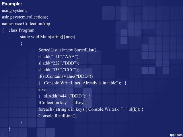 Collections in .net technology (2160711) | PPTX