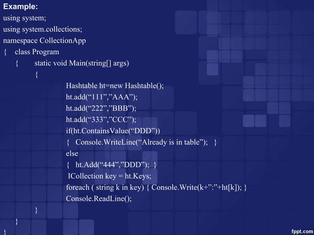 Collections in .net technology (2160711) | PPT Collections in .net technology (2160711) | PPT