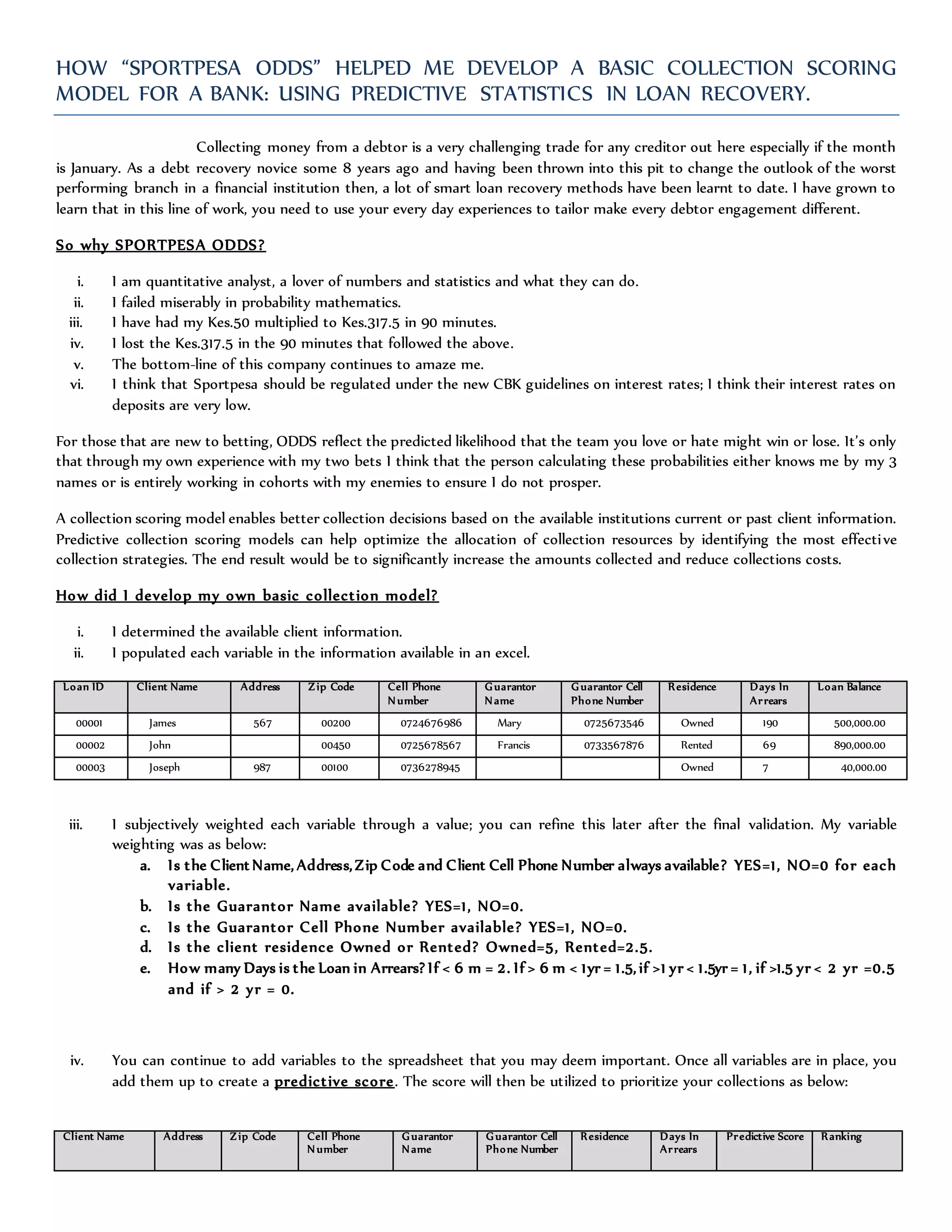 HOW “SPORTPESA ODDS” HELPED ME DEVELOP A BASIC COLLECTION SCORING MODEL ...