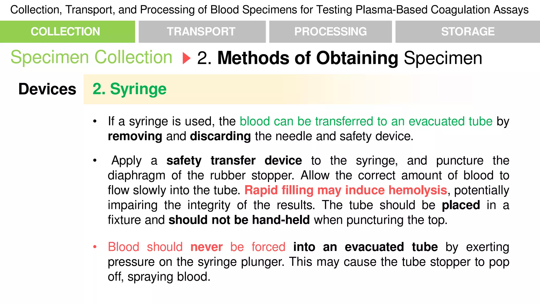 Collection, transport, and processing of blood specimens for testing ...