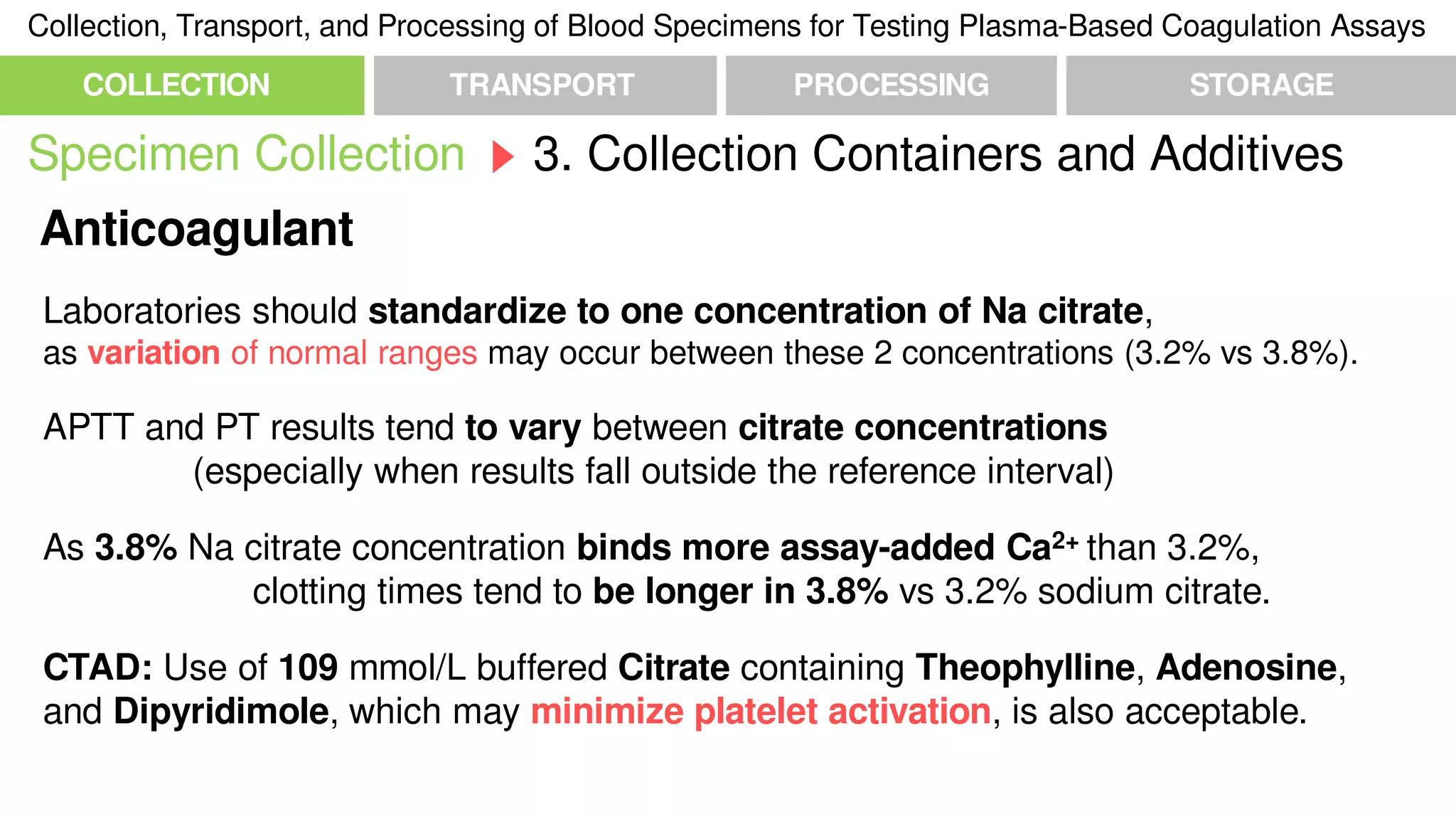 Collection, transport, and processing of blood specimens for testing ...
