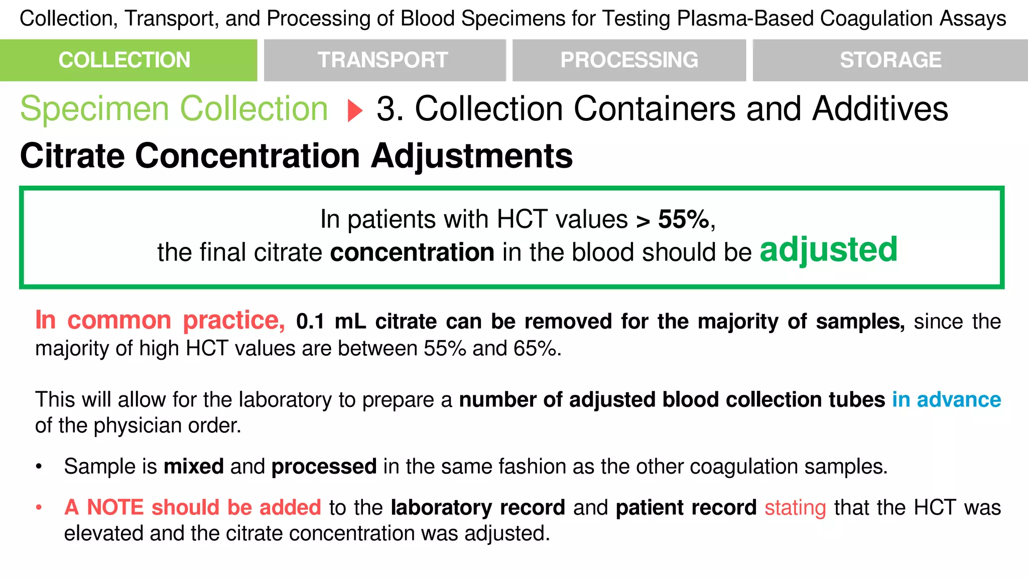 Collection, transport, and processing of blood specimens for testing ...