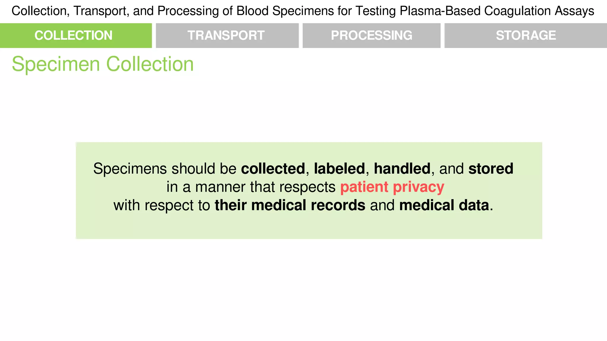 Collection, transport, and processing of blood specimens for testing ...