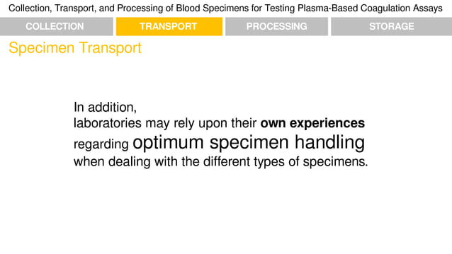 Collection, transport, and processing of blood specimens for testing ...