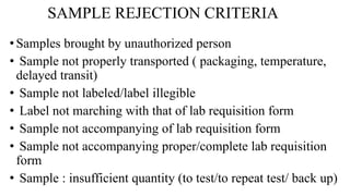Collection and transport of clinical samples in laboratorries | PPTX